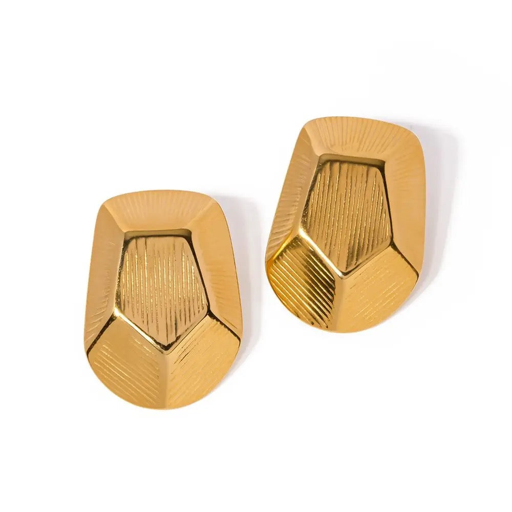 Geometric embossed stud earring – Sheerluxe Jewellery